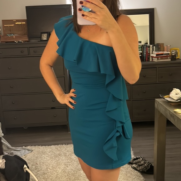 Susana Monaco | Dresses | Susana Monaco One Shoulder Turquoise Dress ...